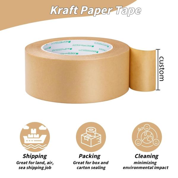 Quality Customized Logo Waterproof Kraft Paper Packaging Tape Roll With Acrylic Adhesive for sale
