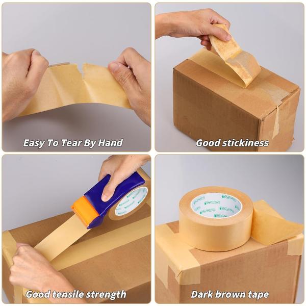 Quality Customized Logo Waterproof Kraft Paper Packaging Tape Roll With Acrylic Adhesive for sale