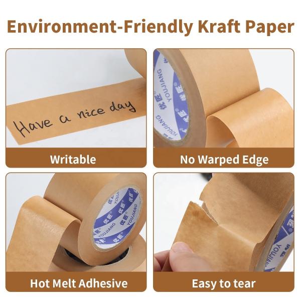 Quality Gummed Custom Logo Self Adhesive Kraft Paper Tape For Sustainable Packaging for sale