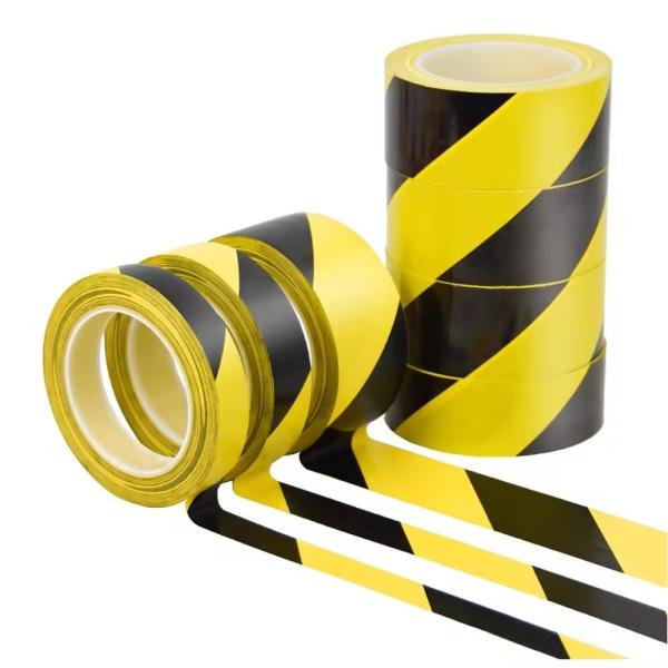 Quality Yellow PVC Marking Tape Orange Hazard Stripe Line Safety Floor Marking Tape Roll for sale
