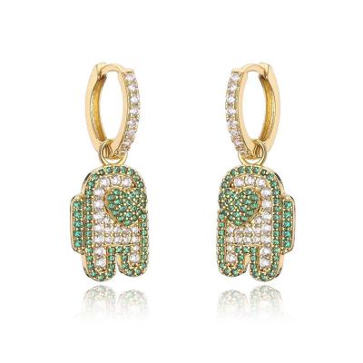 Cina l'oro 24k ha placcato il pendente straniero di Sterling Silver Hoop Zircon Diamond degli orecchini pendenti 925 del pianeta in vendita