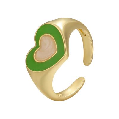 Cina L'oro dei gioielli 14k dell'estate ha placcato il cuore variopinto regolabile aperto del doppio dello smalto degli anelli robusto in vendita