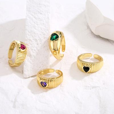 Cina Oro regolabile di Chunky Rings Diamond Zircon 18K del cuore variopinto placcato in vendita