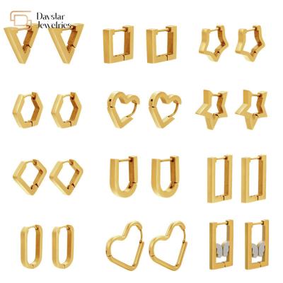 Cina Orecchini geometrici del cerchio del triangolo di esagono del cuore dei gioielli dell'oro 18k di acciaio inossidabile in vendita