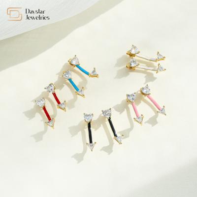 Китай Серьги стержня циркона диаманта ювелирных изделий золота эмали 14K треугольника сердца красочные продается