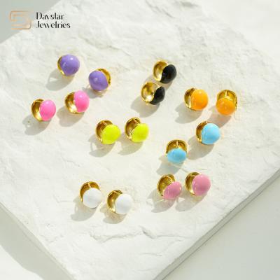 Cina Smalto dei gioielli di estate intorno all'oro degli orecchini 18k del cerchio della palla placcato per le donne in vendita