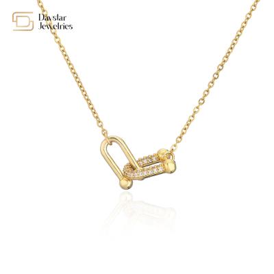 Cina 18k Diamond Zircon Jewelry Set Horseshoe placcato oro U geometrico in vendita