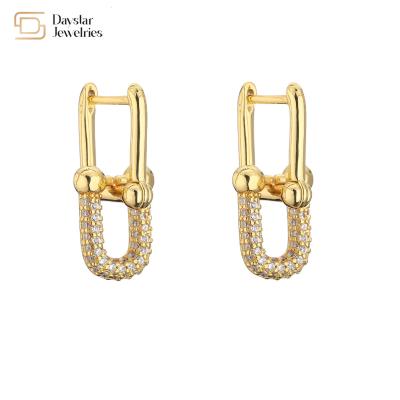 Cina 18k Diamond Zircon Jewelry Set Horseshoe placcato oro U geometrico in vendita