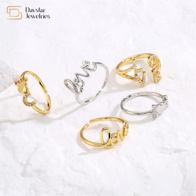 Cina Lo zircone dei gioielli dell'oro del diamante 18k del cuore di amore suona le bande regolabili della lettera in vendita