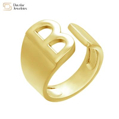 Cina L'oro ha placcato la lettera iniziale regolabile Ring Custom Alphabet Chunky Jewelry in vendita