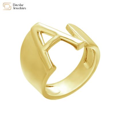 Cina L'oro ha placcato la lettera iniziale regolabile Ring Custom Alphabet Chunky Jewelry in vendita