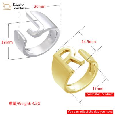 Cina L'oro ha placcato la lettera iniziale regolabile Ring Custom Alphabet Chunky Jewelry in vendita