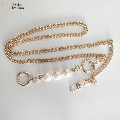 中国 DIY バッグチェーンストラップパール財布フラットメタルチェーンストラップとバックルハンドバッグ交換クロスボディチェーン 販売のため