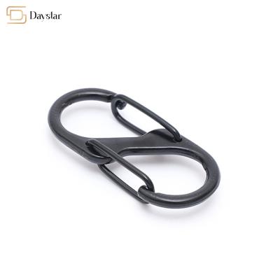 China Interlocking Keychain Metal S Hook , Dual Wire Gate Clip Carabiner Slide Lock Te koop