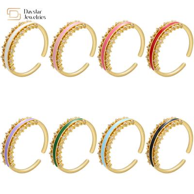中国 Zircon Stackable 18k Gold Plated Jewelry Enamel Diamond RingsFor Women 販売のため