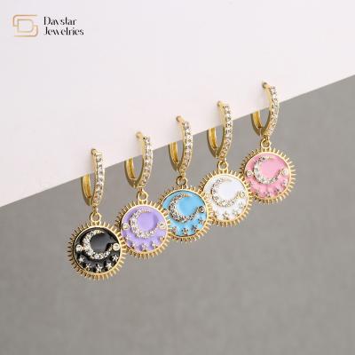 Cina Moon And Star 24k Gold Plated Jewelry Round Dangle Drop Earrings in vendita