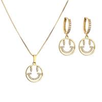 China Smiley 18K Gold Jewelry Set 2 Piece Necklace and Earrings for Women for sale