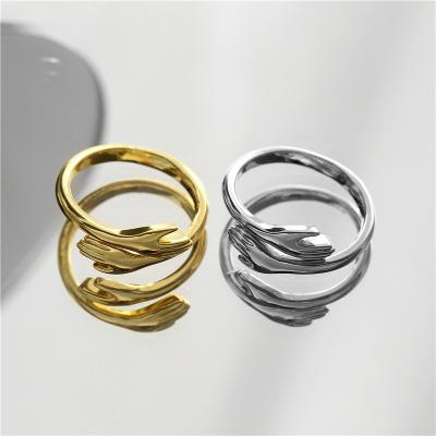 Cina Anello di fidanzamento aperto di amore di auto dell'OEM dell'oro 24K delle mani creative regolabili dei gioielli in vendita
