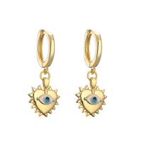 China Gold Plated Brass Enamel Evil Eye Pendant Earrings for Women 18K Retail Gift Box for sale