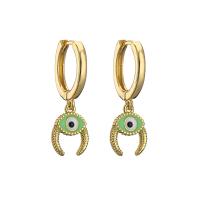 China Gold Plated Brass Enamel Evil Eye Pendant Earrings for Women 18K Retail Gift Box for sale