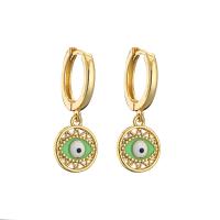 China Gold Plated Brass Enamel Evil Eye Pendant Earrings for Women 18K Retail Gift Box for sale