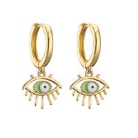 China Gold Plated Brass Enamel Evil Eye Pendant Earrings for Women 18K Retail Gift Box for sale