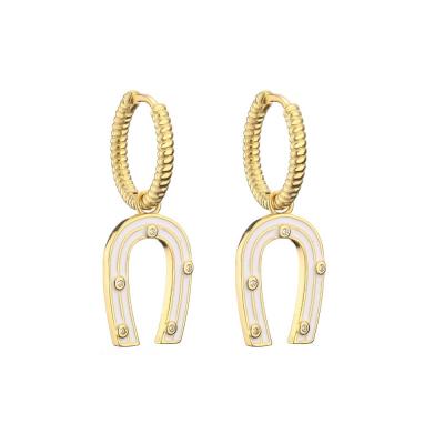 China O esmalte U dá forma a brincos chapeados da aro do OEM dos brincos do ouro ouro contemporâneo bonito à venda