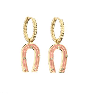 China O esmalte U dá forma a brincos chapeados da aro do OEM dos brincos do ouro ouro contemporâneo bonito à venda