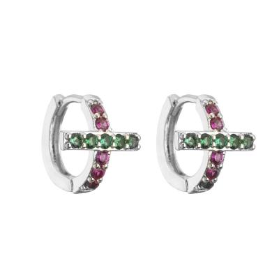 Cina ODM dell'OEM di Diamond Cross Earrings degli uomini contemporanei di Sterling Silver Jewelry Hoop Earrings in vendita