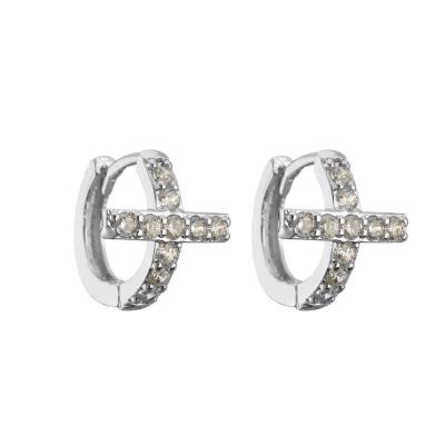 Cina ODM dell'OEM di Diamond Cross Earrings degli uomini contemporanei di Sterling Silver Jewelry Hoop Earrings in vendita