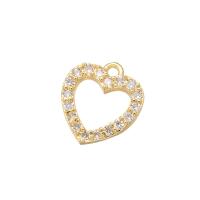 China 18K Gold Plated Micro Pave Heart Pendant CZ Zircon Charm for Jewelry Making 18mm for sale