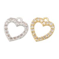 China 18K Gold Plated Micro Pave Heart Pendant CZ Zircon Charm for Jewelry Making 18mm for sale