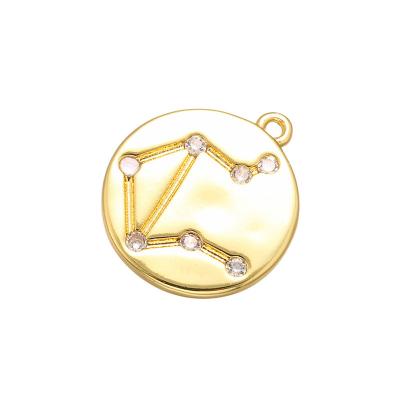 Cina Pendente della moneta dello zodiaco dell'oroscopo 12 del cristallo di rocca della collana del pendente placcato oro della CZ per la fabbricazione dei gioielli in vendita