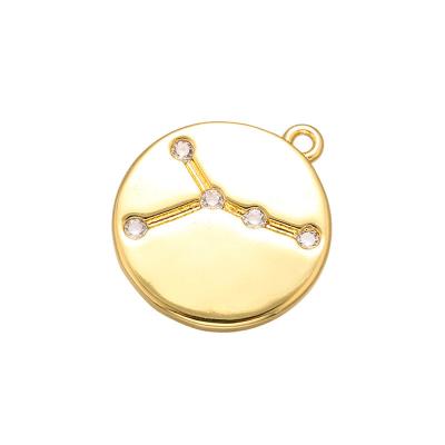 Cina Pendente della moneta dello zodiaco dell'oroscopo 12 del cristallo di rocca della collana del pendente placcato oro della CZ per la fabbricazione dei gioielli in vendita