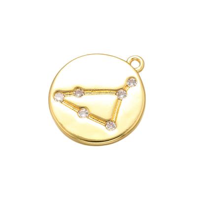 Cina Pendente della moneta dello zodiaco dell'oroscopo 12 del cristallo di rocca della collana del pendente placcato oro della CZ per la fabbricazione dei gioielli in vendita