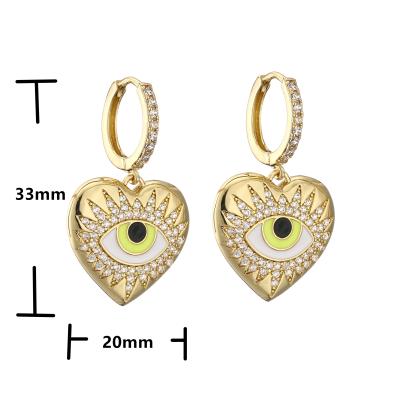 Cina 18K HA PLACCATO gli ORECCHINI del CUORE del DIAMANTE di INCANTO dell'OCCHIO del DIAVOLO E l'INSIEME della COLLANA in vendita