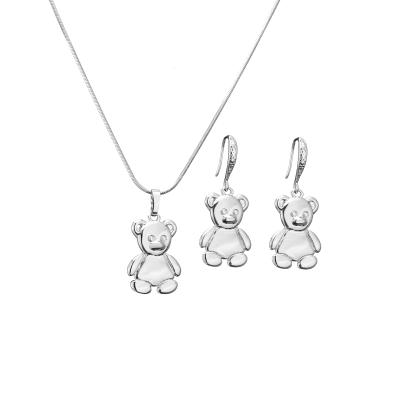 Cina L'orso S925 Sterling Silver Jewelry Gold Plated lucido ciondola gli orecchini e l'insieme della collana in vendita