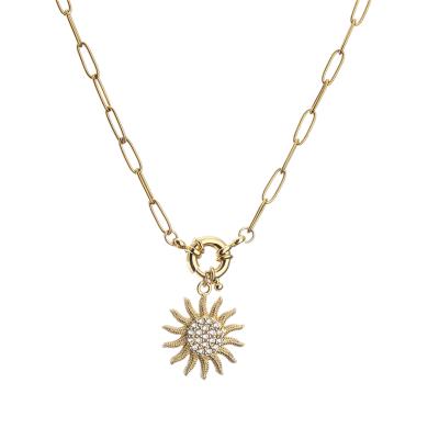 Cina I gioielli dell'oro dell'OEM 18K hanno messo la collana d'argento del pendente del girasole dell'oro di zircone in vendita