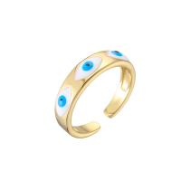 China Enamel Evil Eye Ring Gold Plated Adjustable Open Ring for Women for sale