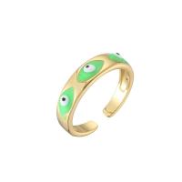 China Enamel Evil Eye Ring Gold Plated Adjustable Open Ring for Women for sale