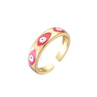 China Enamel Evil Eye Ring Gold Plated Adjustable Open Ring for Women for sale