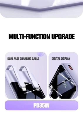 Cina 2024 Hot Sale Power Bank Modulo 20000mAh 35W Super Fast Charging Power Bank Con Display LED Costruito in Power Bank a doppio cavo in vendita