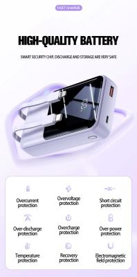 Cina 2024 Hot Sale Power Bank Modulo 20000mAh 35W Super Fast Charging Power Bank Con Display LED Costruito in Power Bank a doppio cavo in vendita