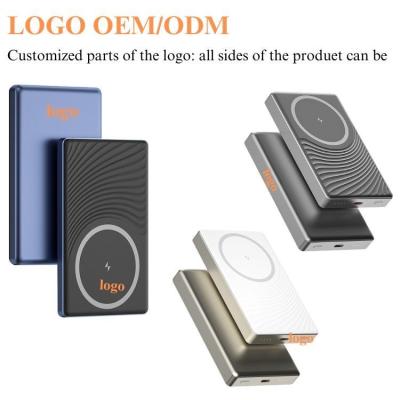 Cina Wired Wireless 2 in 1 Fast Charging Magnetic Power Bank 5000mAh 15W Wireless + 20W Wired Fast Charge Switch Mini Power Bank in vendita
