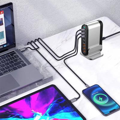 Cina Oem Plug 300W GaN III Caricabatterie USB C Blocco 8 porte LED USB C Stazione di ricarica Hub Blocco di caricabatterie a parete Power Strip in vendita