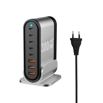 Cina Oem Plug 300W GaN III Caricabatterie USB C Blocco 8 porte LED USB C Stazione di ricarica Hub Blocco di caricabatterie a parete Power Strip in vendita