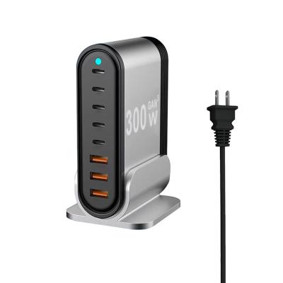 Cina Oem Plug 300W GaN III Caricabatterie USB C Blocco 8 porte LED USB C Stazione di ricarica Hub Blocco di caricabatterie a parete Power Strip in vendita
