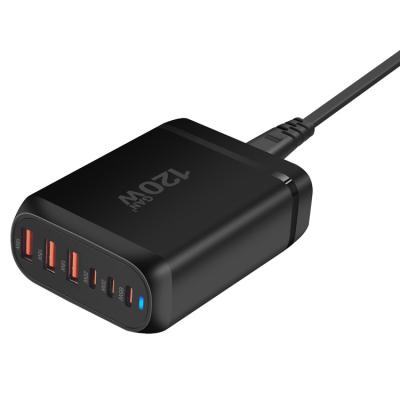Cina XZH CD04 Led Display Gan Tech 6 porte Multi 120w Gan Super Mobile Fast Usb Phone Charger per cellulari Macbook Laptop in vendita