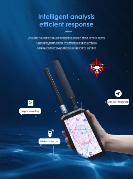 Quality 70Mhz-6200Mhz Portable 3km Passive Handheld Drone Detector Tracking And for sale