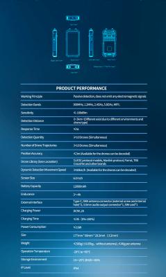 China 70Mhz-6200Mhz Portable 3km Passive Handheld Drone Detector Tracking And Positioning for sale